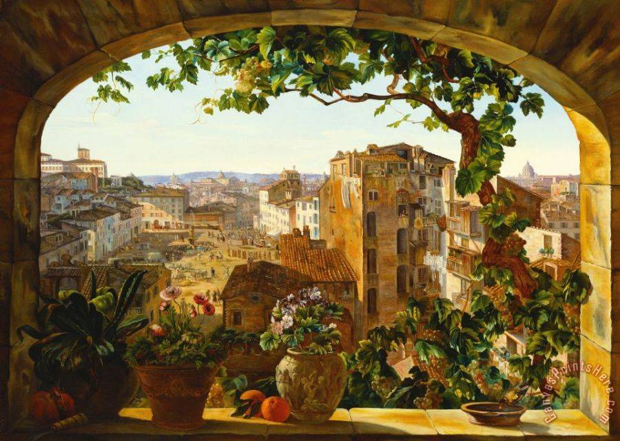 Karl von Bergen Piazza Barberini In Rome Art Print for sale ...