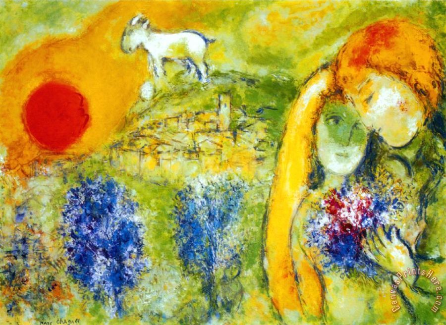 Marc Chagall Amoureux De Vence Art Print for sale - CanvasPrintsHere.com