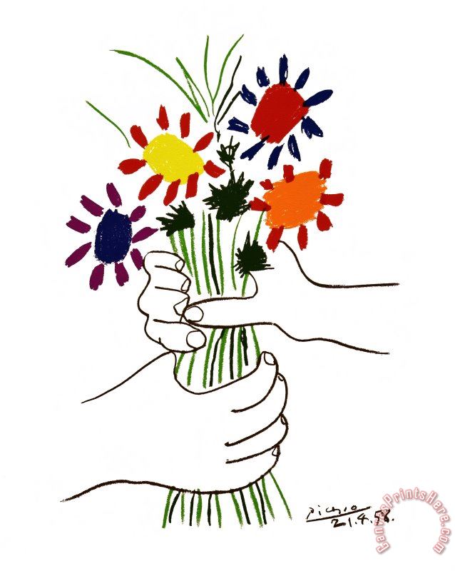 Pablo Picasso Hand with Bouquet, 1958 Art Print for sale ...